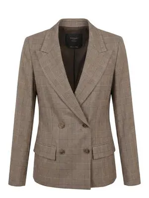 TWINSET Prince Of Wales Checked Double Breasted Blazer - Brown
