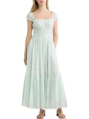 LoveShackFancy Lyssa Smocked Waist Maxi Dress - Celadon Drift