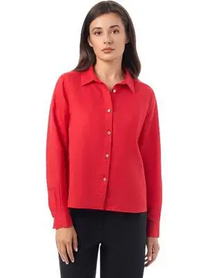 Equipment Long Sleeve Linen Shirt - Poppy