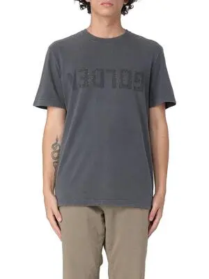GOLDEN GOOSE Short-sleeved Cotton T-shirt With Tone-on-tone Logo - Grey
