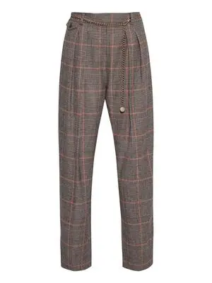 Cara Cara Emerson Plaid Tapered Trousers With Chain Belt - Odette Plaid