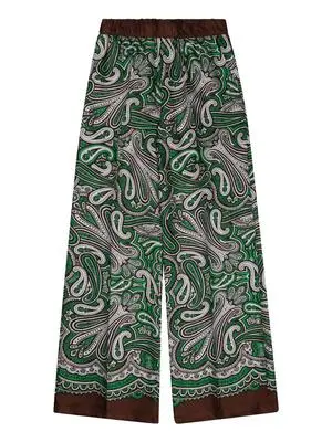 P.a.r.o.s.h Silk Paisley Print Wide Leg Trousers - Green