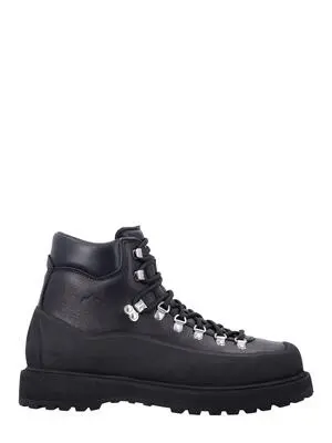 Diemme Hiking-inspired Platform Lace-up Boots With Rubber Protection - Nero