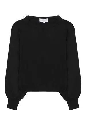 OSCAR THE COLLECTION Satin-blend Knit Top - Black