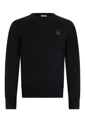 Burberry Wool Crewneck Sweater With Discreet Logo - Black