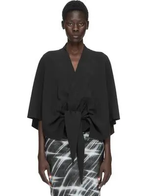 RICK OWENS RICK OWENS Black Kimono Sleeve Lace-Up Top