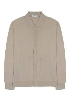 PAOLO PECORA MILANO PAOLO PECORA MILANO Collared Knit Button-Front Cardigan Beige