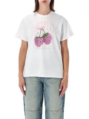 GANNI GANNI 100% Organic Cotton Graphic T-Shirt Bianco