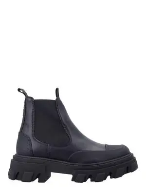 GANNI Black Leather Chelsea Boots With Chunky Rubber Sole - Nero