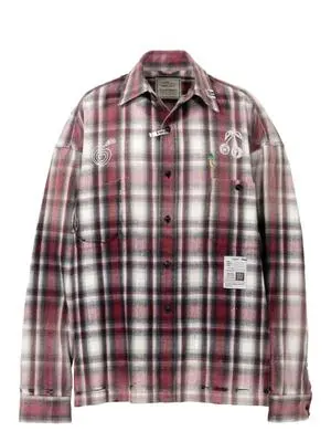 Mihara Yasuhiro Embroidered Plaid Button-up Shirt - Black
