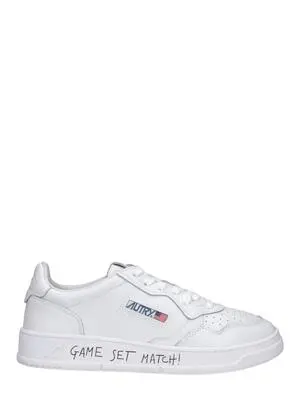 AUTRY Game Set Match" Cow Leather Lace-up Sneakers - White