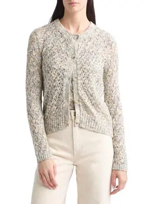 Veronica Beard Drummond Semisheer Cotton Blend Cardigan - Dove Multi