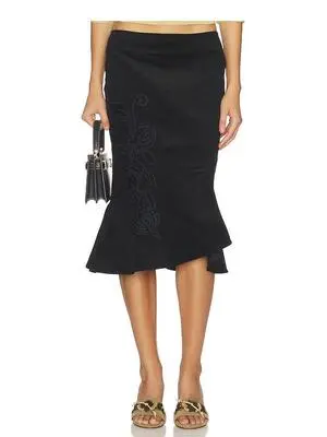 WITH JÉAN Embroidered Corduroy Flared Skirt