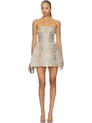 BRONX BANCO Venetian Maraya Strapless Mini Dress - Silver