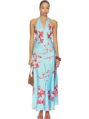 JULIET JOHNSTONE Halterneck Maxi Dress - Sky Blue