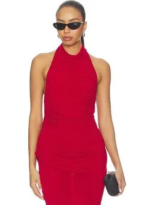 MAYGEL CORONEL Halterneck Ruched Top - Inferno