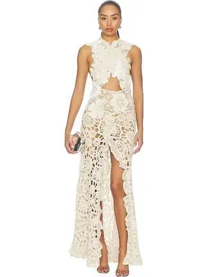 BRONX BANCO Crochet Maxi Dress - Cream
