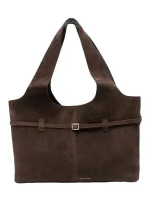 Manu Atelier Suede Tote Bag With Buckle Detail - Deep Brown