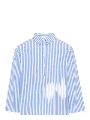 DOUUOD Striped Shirt With Classic Collar - Light Blue