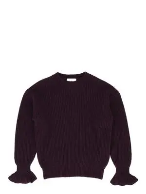 DOUUOD Ruffled-cuff Chunky-knit Sweater - Purple