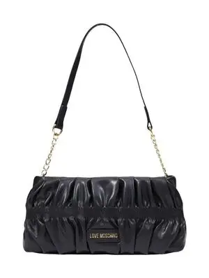 Moschino Ruched Shoulder Bag With Gold-tone Chain Strap - Black