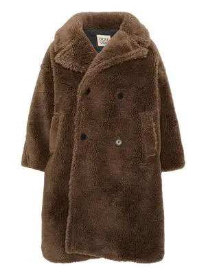 DOUUOD Double-breasted Fur Coat - Brown