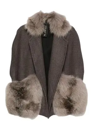 BLANCHA Blancha Prince Of Wales Vest With Fur Collar