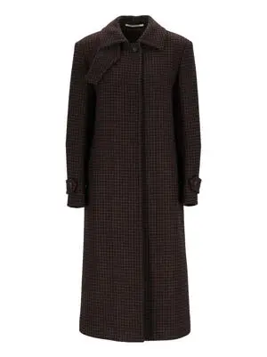 Tagliatore Long-sleeved Checked Coat - Brown