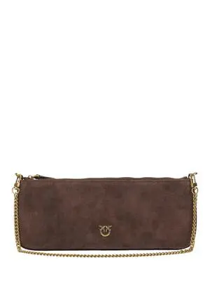 Pinko Zip-top Clutch With Chain Strap - Brown