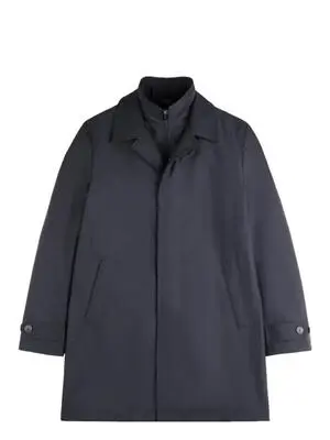 FAY Double-front Coat With Zip And Concealed Button Fastening - Blue
