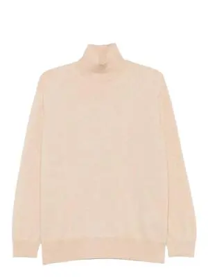 Malo High-neck Cashmere Sweater With Ribbed Details - Light Sand