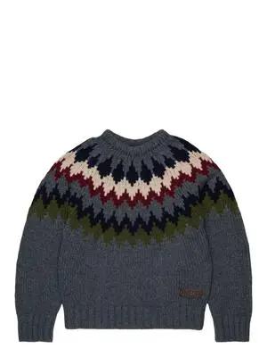 Dsquared2 Jacquard Pattern Crew Neck Long Sleeve Sweater - Grey