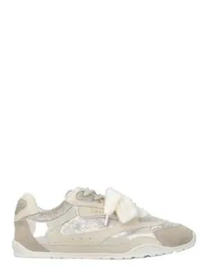 Pinko Panelled Shearling-trim Sneakers - White