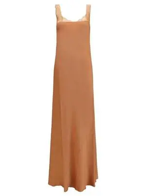 FORTE_FORTE Lace-trimmed Maxi Dress - Beige