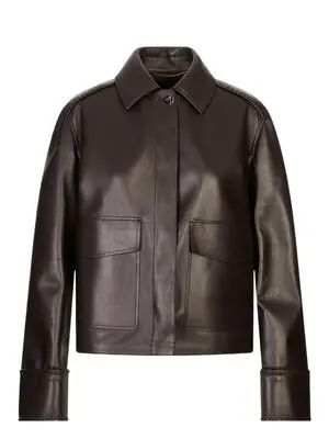 Agnona Long Sleeve Leather Jacket - Black