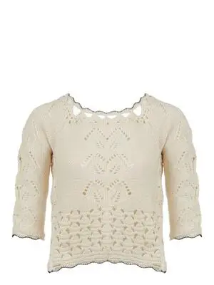 Isabel Marant Étoile Cropped Boat-neck Crochet Sweater - Ecru