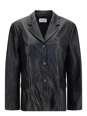 Magda Butrym Single-breasted Leather Blazer - Black