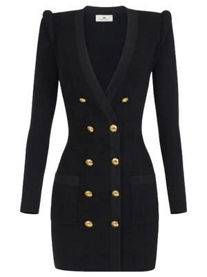 Elisabetta Franchi Mini Dress With 3d Knit Details - Black