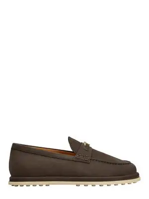 TOD'S Round-toe Loafers With T Plaque - Brown