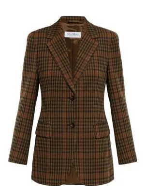 Max Mara Single-breasted Glen Plaid Jersey Blazer - Black