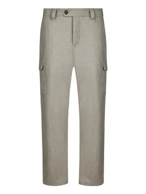 Brunello Cucinelli Casual Trousers With Belt Loops And Multiple Pockets - Gray