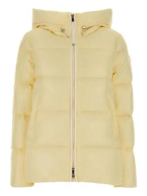 Moncler Quilted Down Jacket With Logo Patch - Yellow