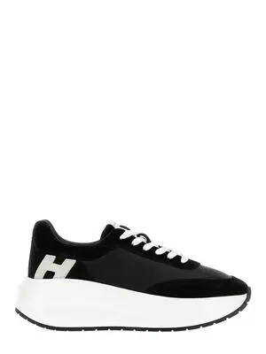 Hogan Leather And Suede Maxi I Active Sneakers - Black