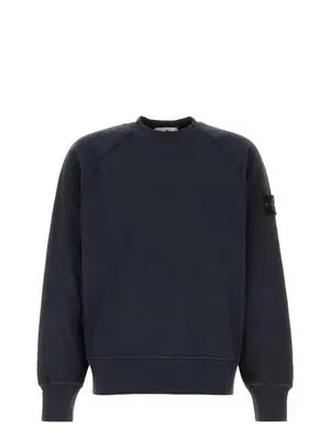Stone Island Cotton Sweatshirt With Detachable Logo Label - Blue