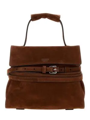 Moschino Suede Tie Detailed Handbag - Brown