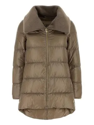 Herno Quilted Nylon Down Jacket With Eco Fur Collar - Grey