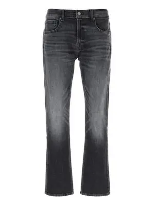 Seven For All Mankind Stonewashed Stretch Denim Jeans - Black
