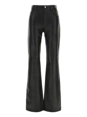 HAIKURE Lamb Leather Flare Trousers - Black