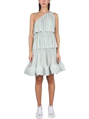 LANVIN Asymmetrical One-shoulder Dress With Jewel Buckle - Green