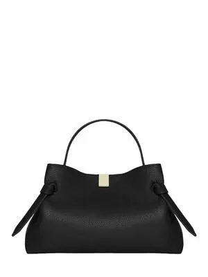 Yuzefi Pebble Grain Leather Top Handle Bag - Black